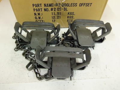 3 Bridger # 2 Dogless Offset 4-COIL Spring Foothold Traps Coyote Fox ...