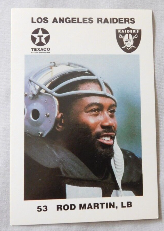 1988 Texaco Police #4 Rod Martin Los Angeles Raiders Football Card Ex ...