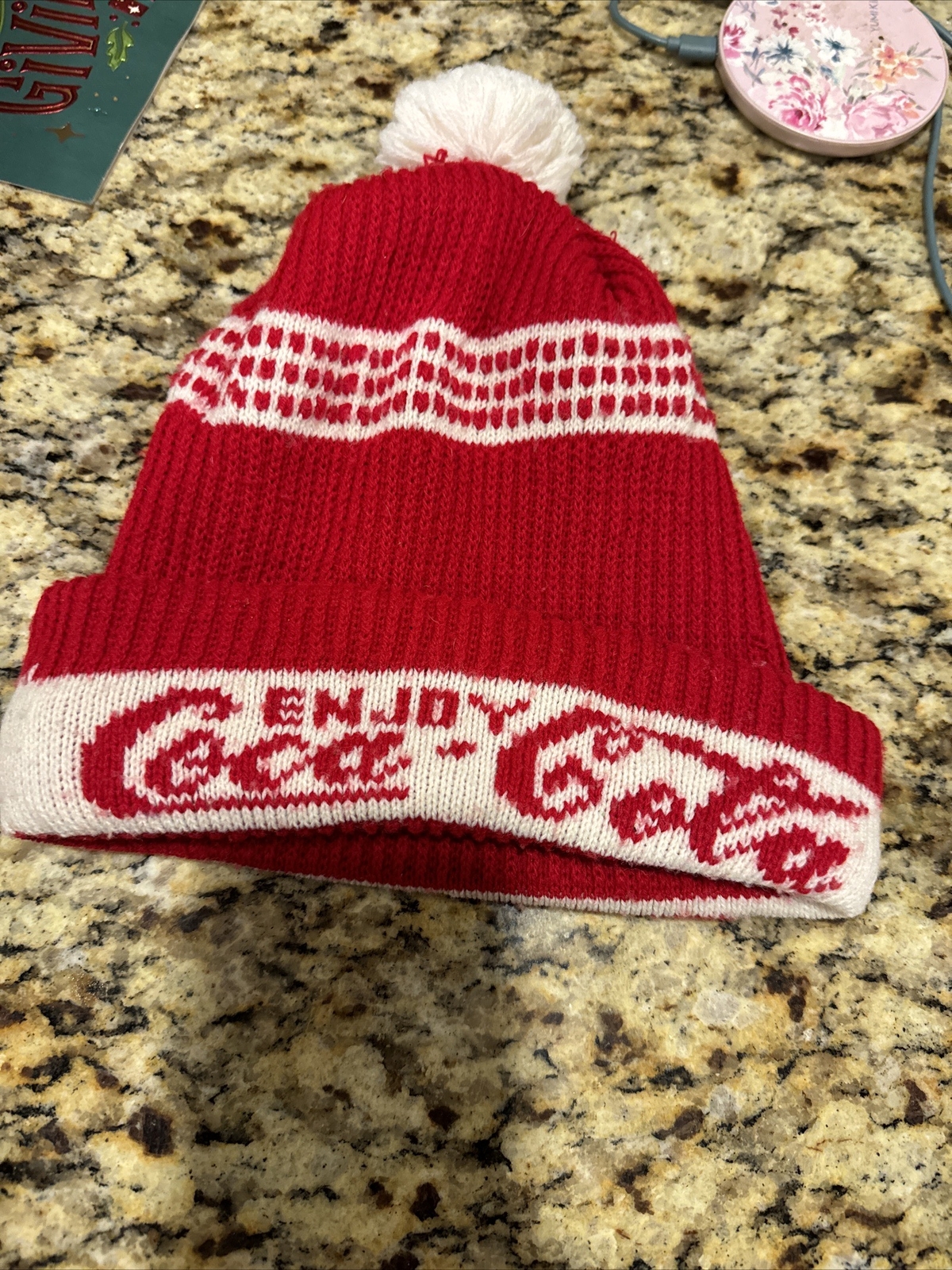 Vintage Coca Cola Stocking Pom Cap Hat Beanie Wool Ha… - Gem