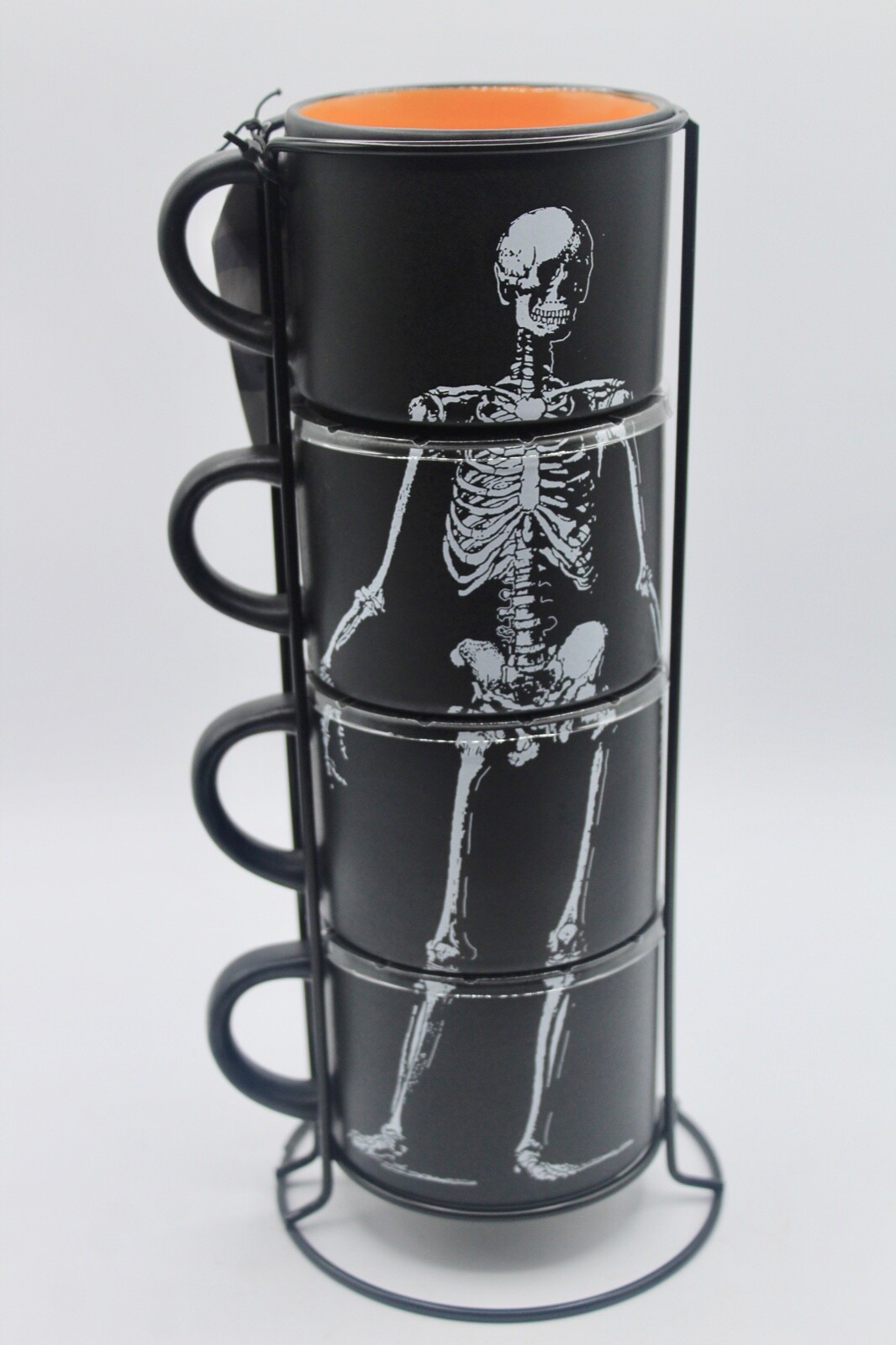 Prima Design Skeleton Design Set of 4 Stacking Mugs & Metal Holder ...