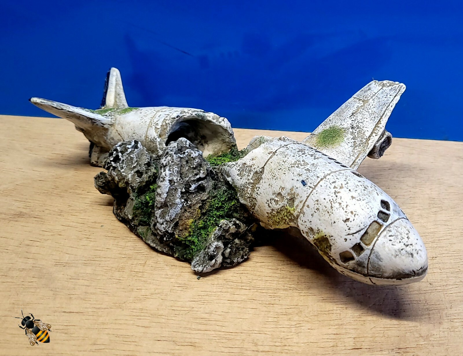 Aquarium Ornament Plane Wreck Crash on Rock Fish Tank Decoration New ...