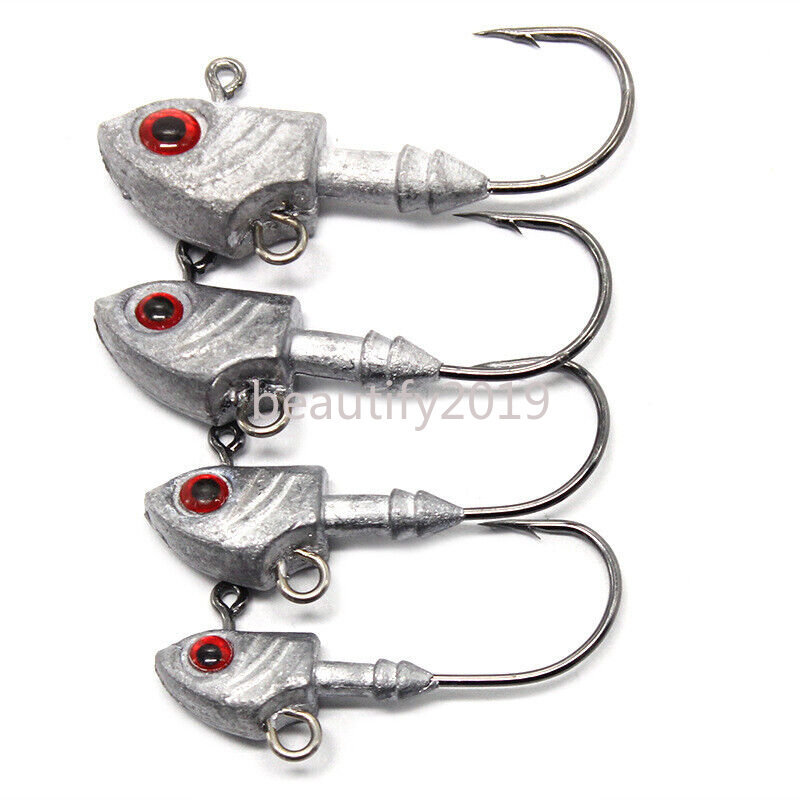 10 Pack 1/8 1/6 1/4 1/2 1 oz Jig Heads Hook Fish Shape Head Fishing ...