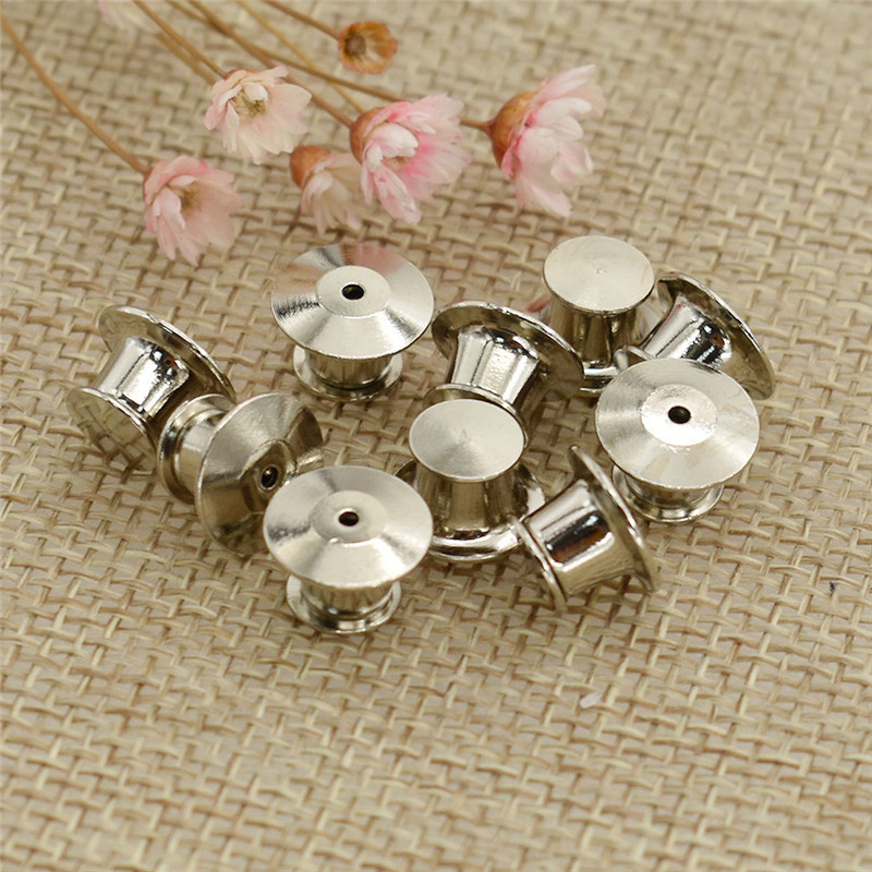 10 Pcs Locking Flathead Lapel Pin Back Clutch Clasp Fastener Silver ...