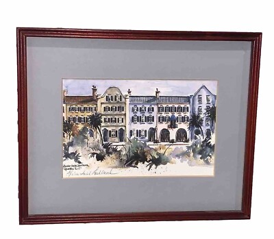 Vtg ‘Rainbow Row’ Charleston SC W/C Print Artist Signed Edwina Smith ...