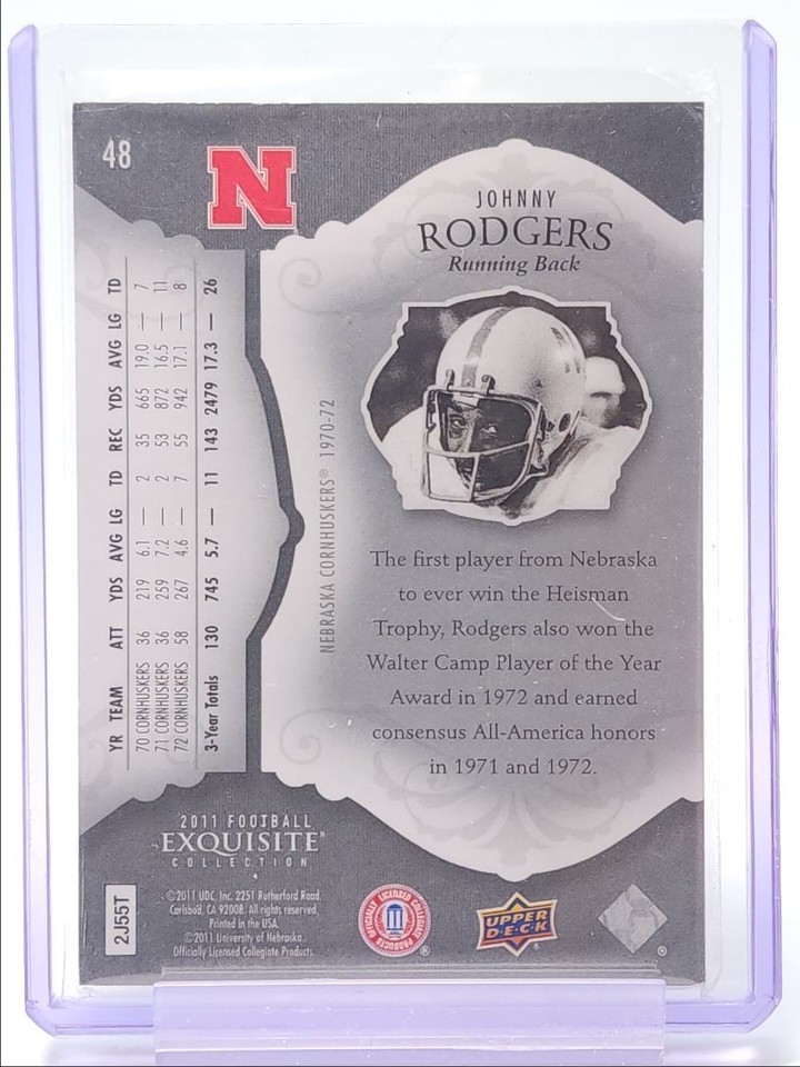 JOHNNY RODGERS 2011 UPPER DECK EXQUISITE FOOTBALL SILVER /99 Q0333 | eBay