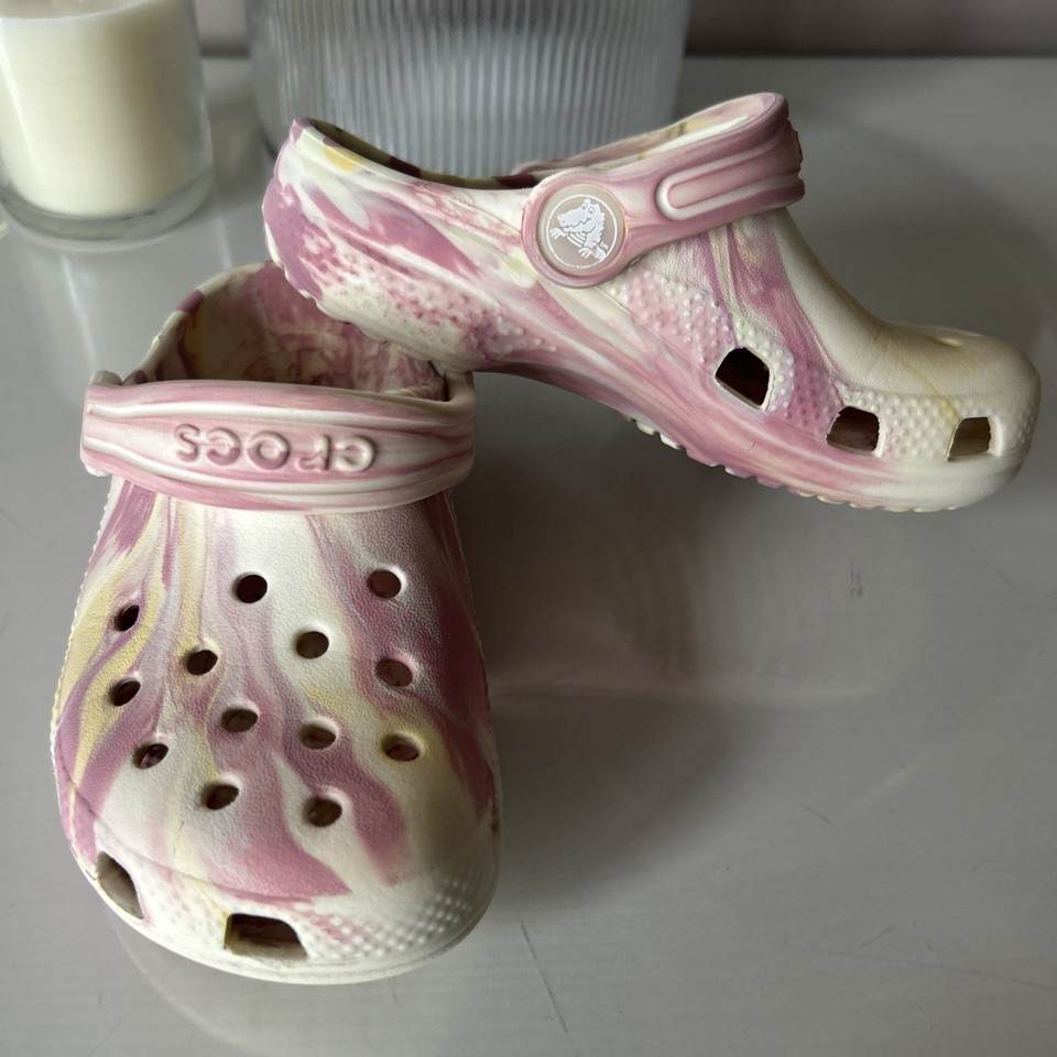 Girls Crocs Size 9. Marble Pink. Immaculate Condition | eBay UK