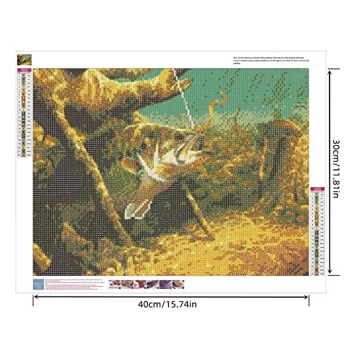 5D DIY Diamond Painting Bass Fishing Lake Sunset Embroidery Full Round ...
