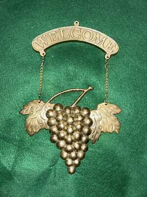 Vintage Brass Welcome Sign With Grapes | eBay