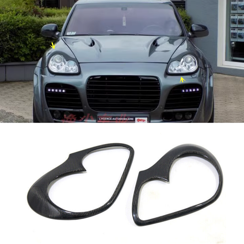 For Porsche Cayenne 955 2004-2006 Carbon Fiber Headlight Frame Cover ...