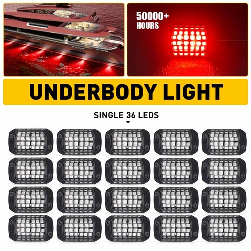 20pc Pure Red LED Rock Lights Underglow Underbody Under Car Truck Glow ...