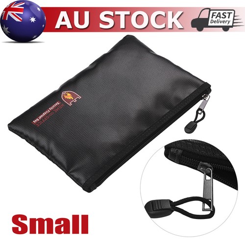 Small Fireproof Document Money Bag Waterproof Safe Cash Pouch Zipper ...
