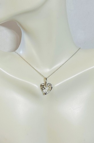 Sterling Silver & Genuine Diamond "MOM" Heart Pendant with 18" Cable ...