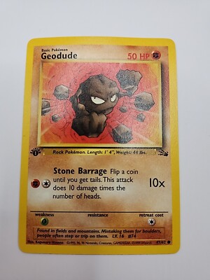 Geodude 47/62 1st Edition Fossil Pokemon Card NM-Mint | eBay