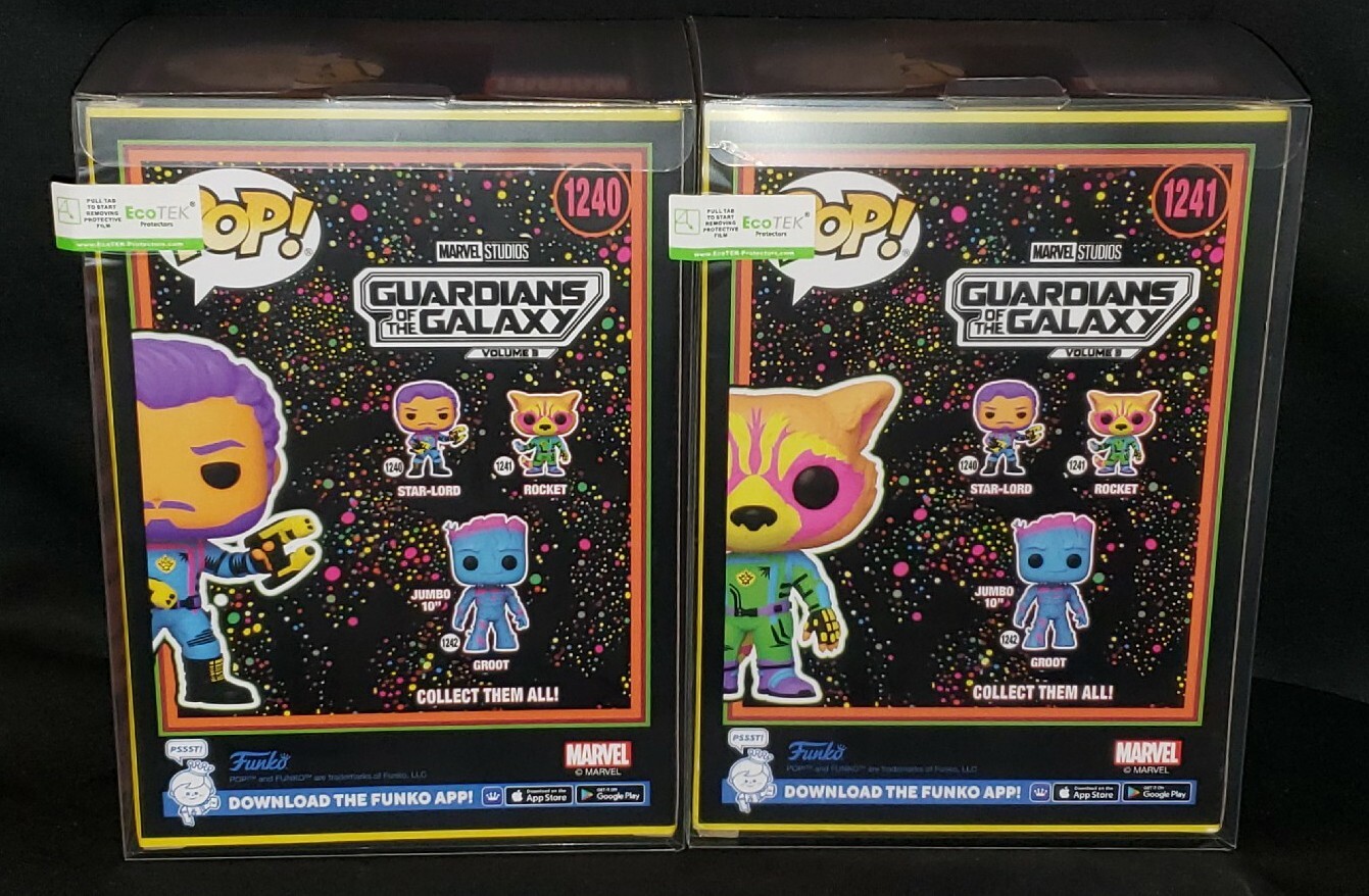 Funko Pop Guardians of The Galaxy Vol 3 Rocket & Starlord Blacklight w ...