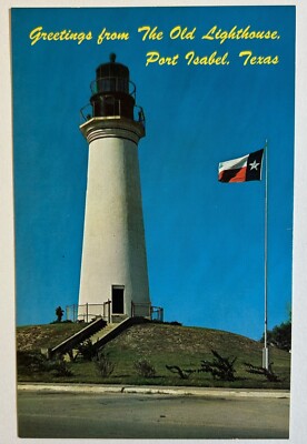Greetings from Old Lighthouse, Port Isabel, Texas Vintage Color Photo ...