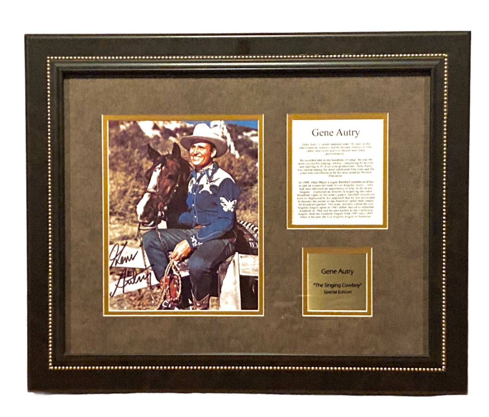 Gene Autry 'The Singing Cowboy' Special Edition Framed and Autographed ...