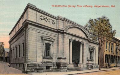 WASHINGTON COUNTY FREE LIBRARY HAGERSTOWN MARYLAND POSTCARD (c. 1910 ...