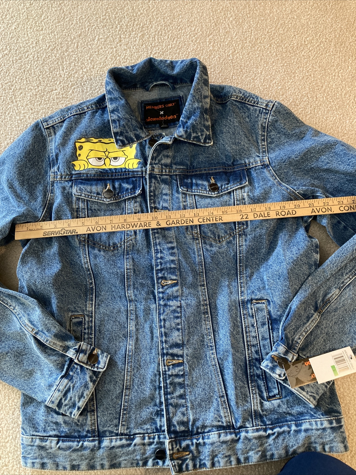 Members Only Nickelodeon SpongeBob Denim Jean Jacket Mens Size Large ...