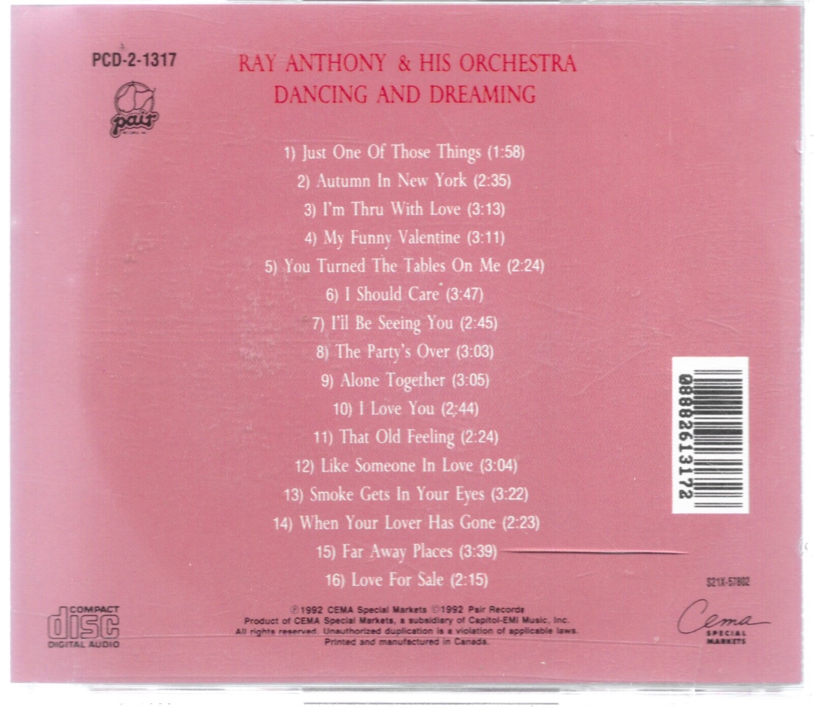 Dancing and Dreaming by Ray Anthony Orchestra (CD, Pair) for sale ...