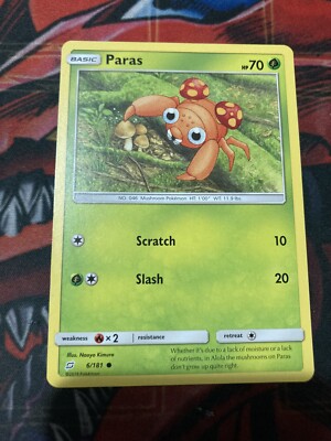 Pokémon TCG Paras Sun & Moon - Team Up 6/181 Regular Common-NM | eBay