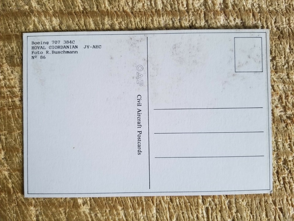 ROYAL JORDANIAN BOEING 707-384C.VTG AIRCRAFT POSTCARD*P44 | eBay