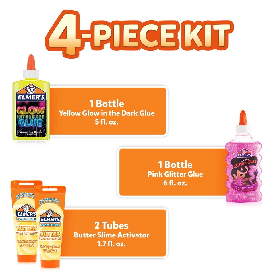 Elmer's Butter Slime Kit Dark Glow Glue Butter Slime Activator 4 Piece ...