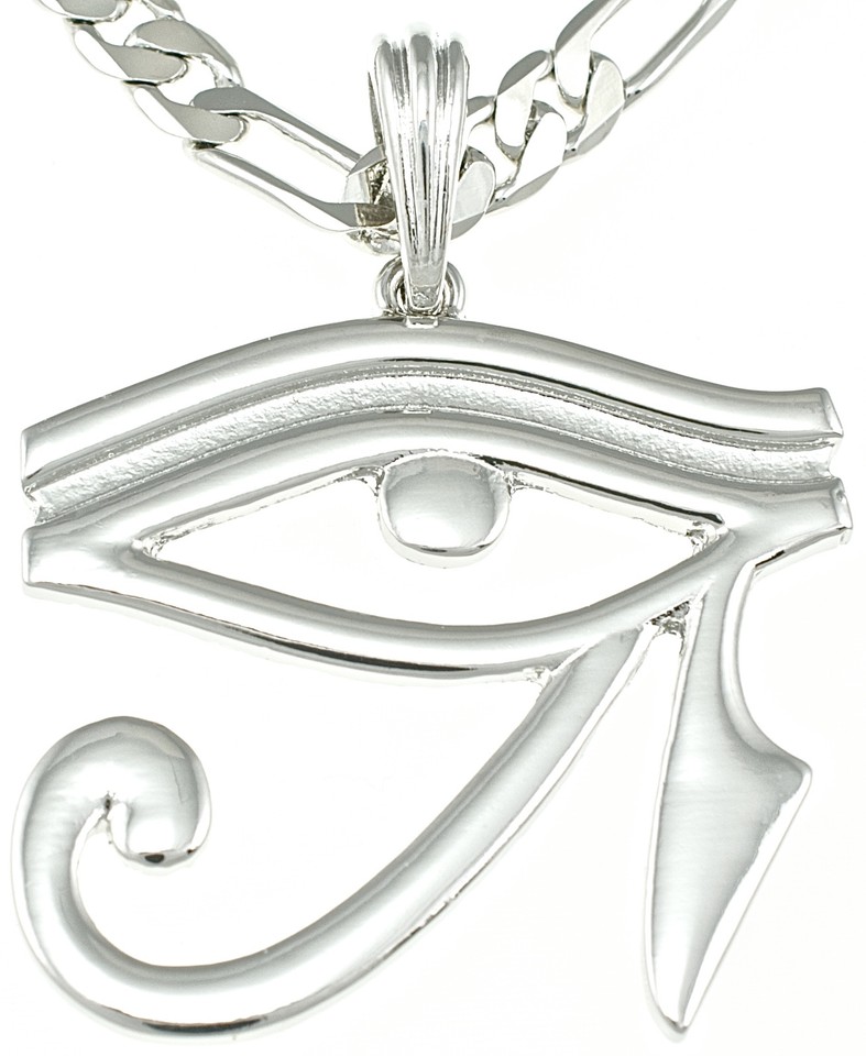 Eye Of Ra Necklace New Pendant 24 Inch Figaro Style Chain Egyptian Luck ...