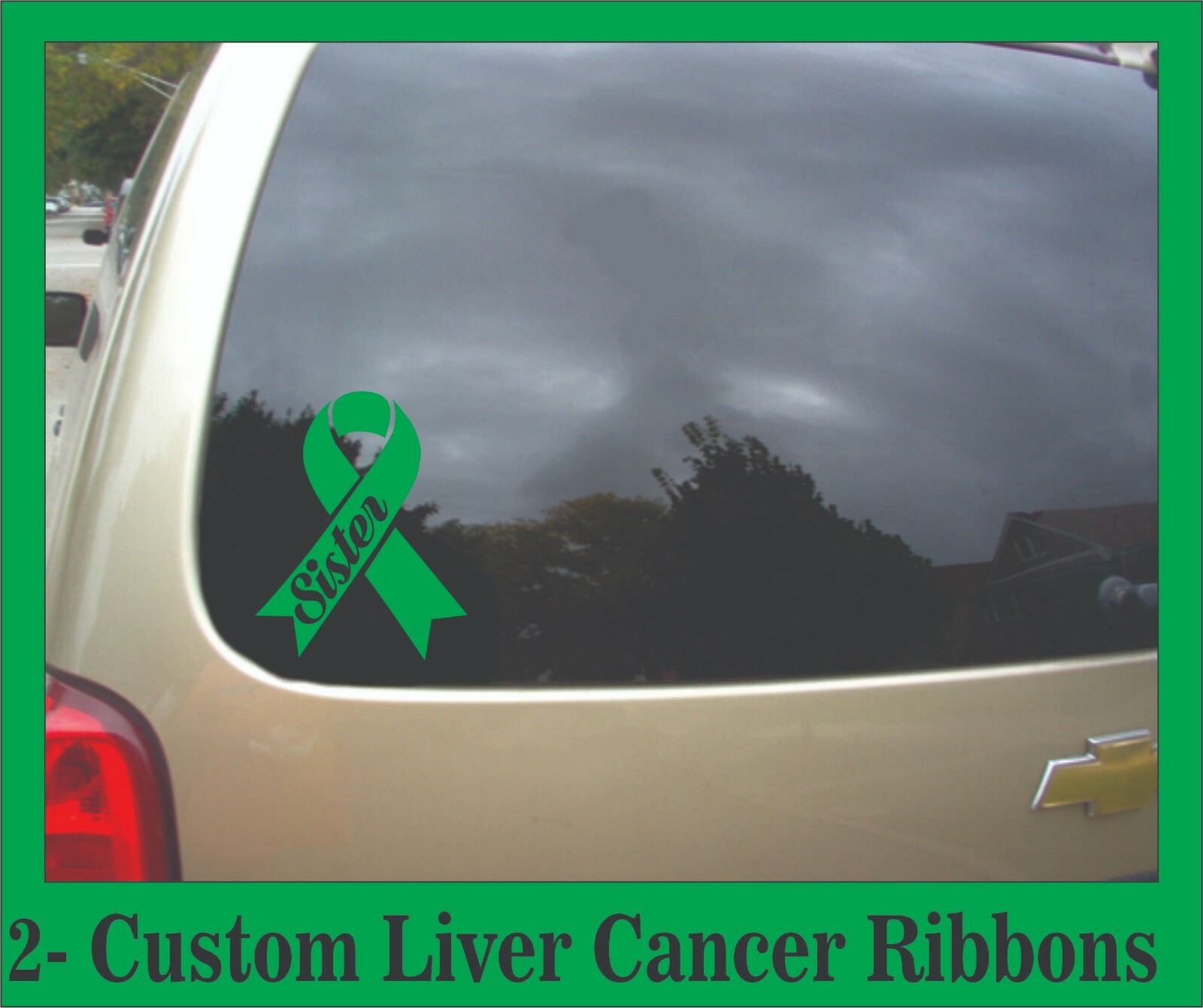 2- 6" Customize Liver Cancer Awareness Ribbon Car Vinyl Decal (Any ...
