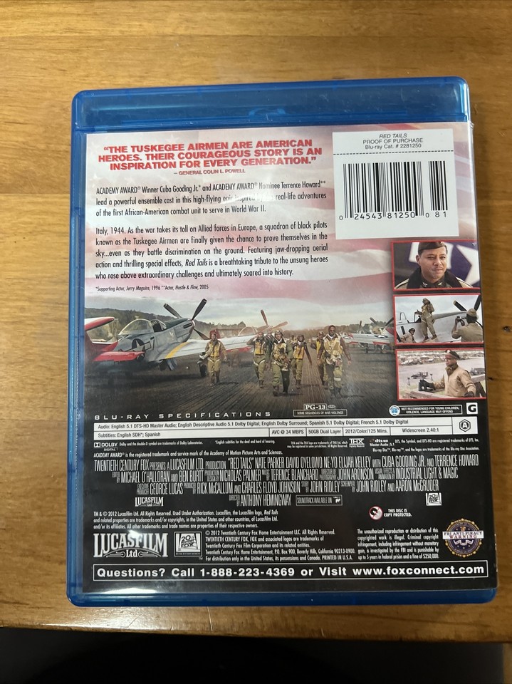 Red Tails (Blu-ray, 2012) Cuba Gooding Jr., Terrence Howard, Ne-Yo ...
