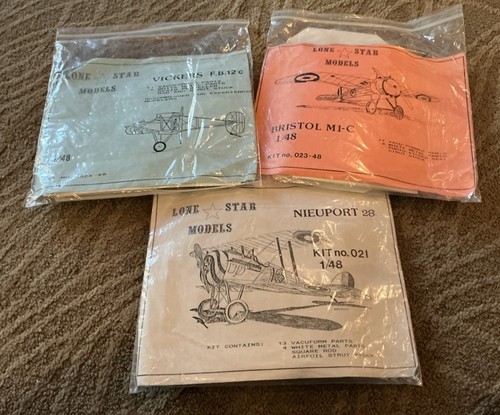 3 Vintage Lone Star Models Aircraft Kits 1:48 Nieuport Vickers Bristol ...