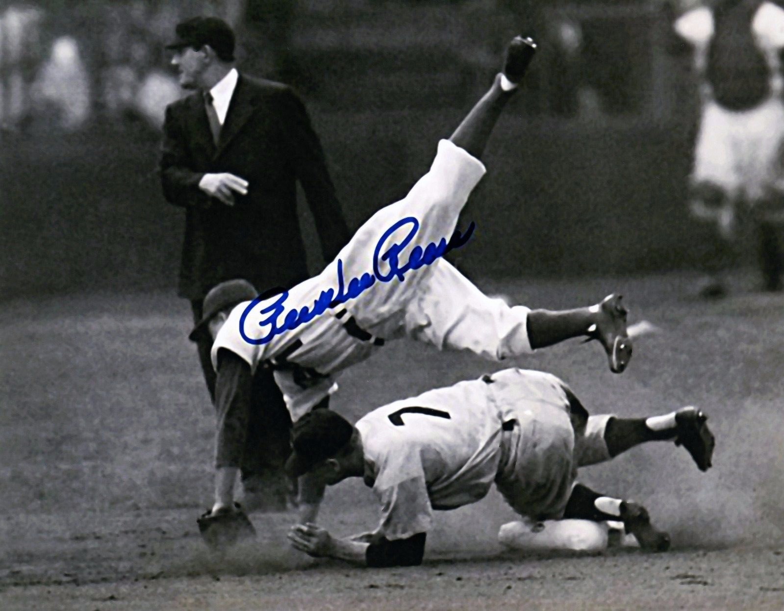 NEW YORK YANKEES STILL MICKY MANTLE SLIDING INTO PEEWEE REESE SIGNED | eBay