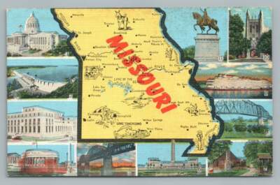 Vintage MISSOURI Map Postcard Posted to Costa Mesa California Linen ...