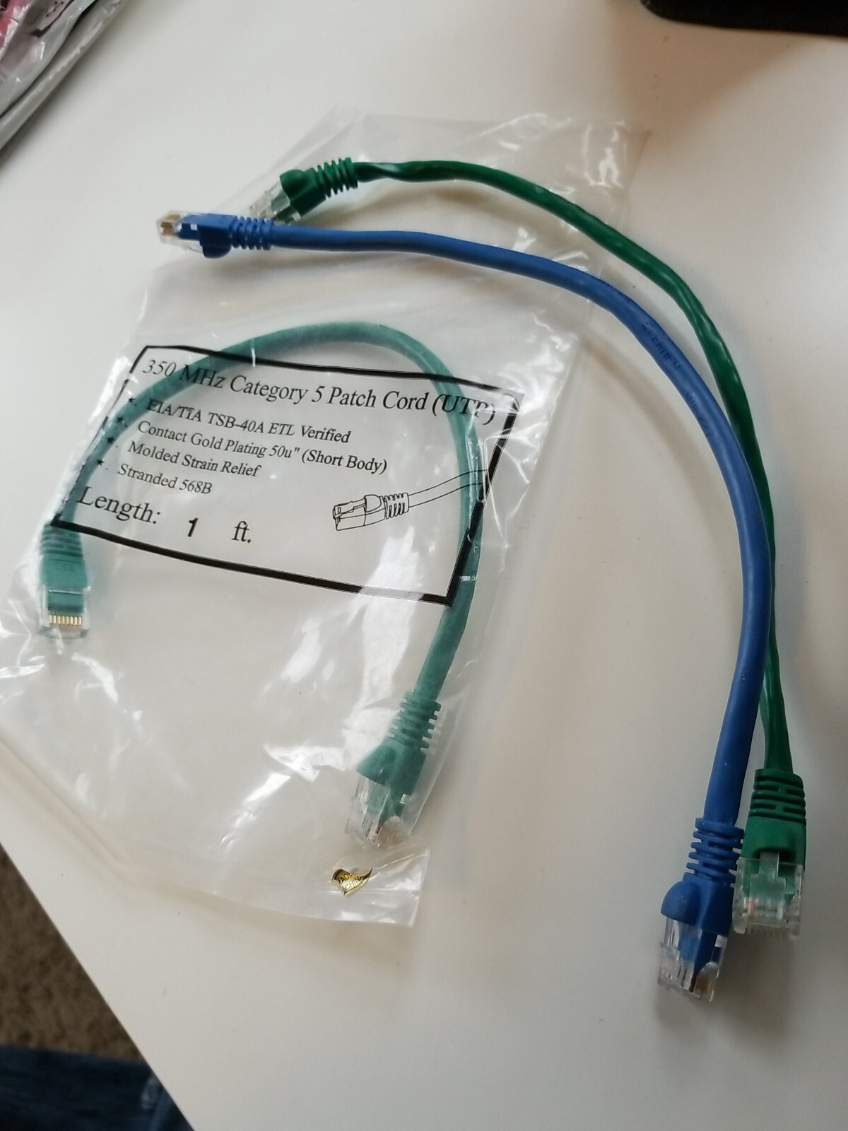 1 Foot Ethernet Cat 5 Patch Cable New RJ45 | eBay