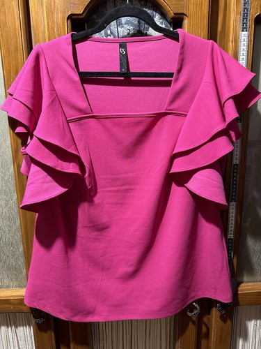 TS Taking Shape Womens Plus Size 12 Top Ladies Tshirt Pink Ruffle ...