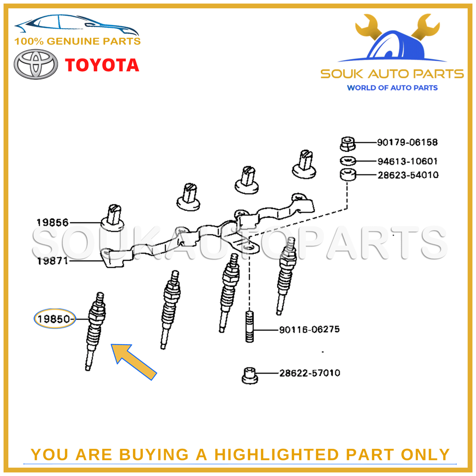 19850-54090 Genuine Toyota HEATER GLOW PLUG SET 1985054090 OEM | eBay