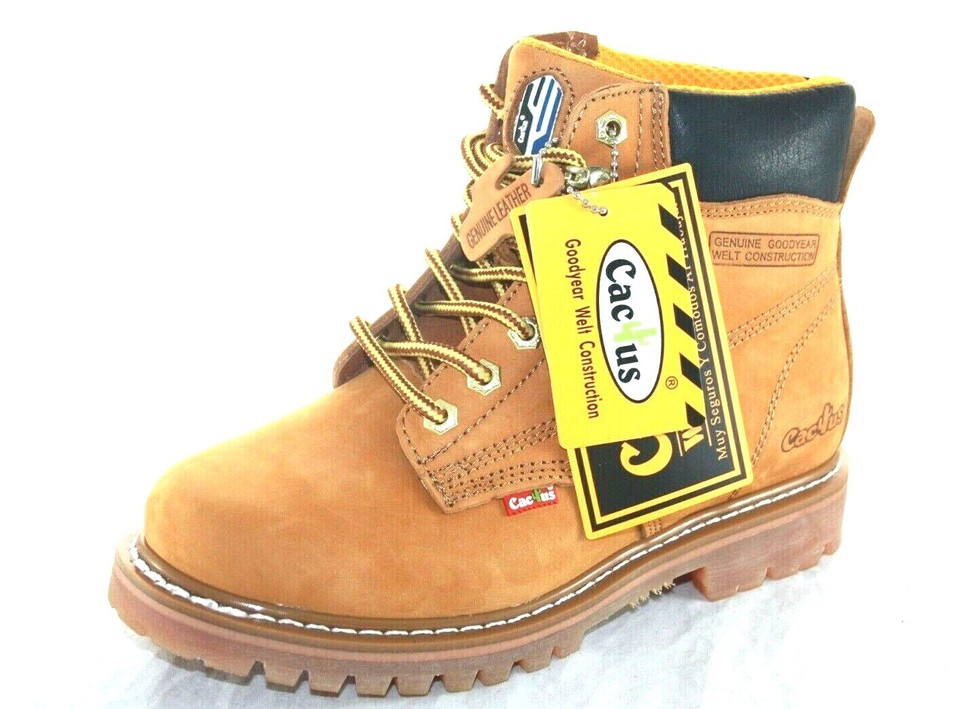 CACTUS FOOTWEAR 611 TAN OIL RESISTANT WORK BOOTS ROUND TOE MEN'S WORK ...