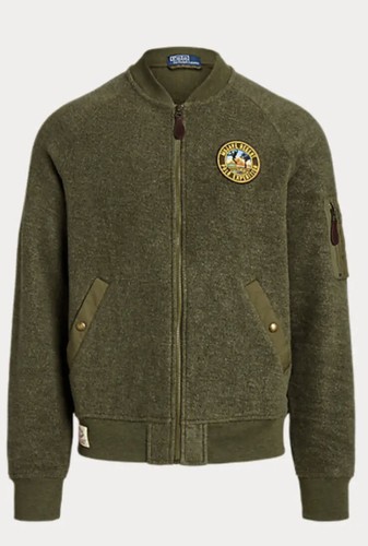 Mens Polo Ralph Lauren Fleece Bomber Jacket Mojave Desert OD Large $298 ...