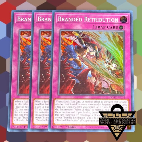 Yugioh! 3x Branded Retribution SDAZ-EN032 Super Rare 1st Yu-Gi-Oh! FAST ...