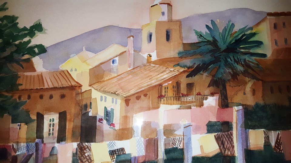Original WATERCOLOR PAINTING, French Village, Framed & Matted, MARY JO ...
