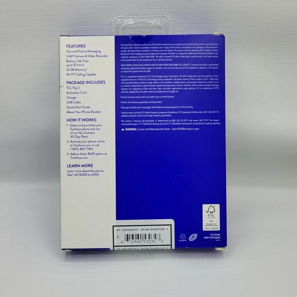 Tracfone TCL Flip 3 Flip Phone, Text, Pic Message, 5mp Camera, 16GB, Wi ...