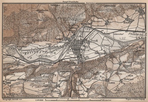 INNSBRUCK ENVIRONS Umgebung. Thaur Gotzens Igls. Austria sterreich 1896 ...