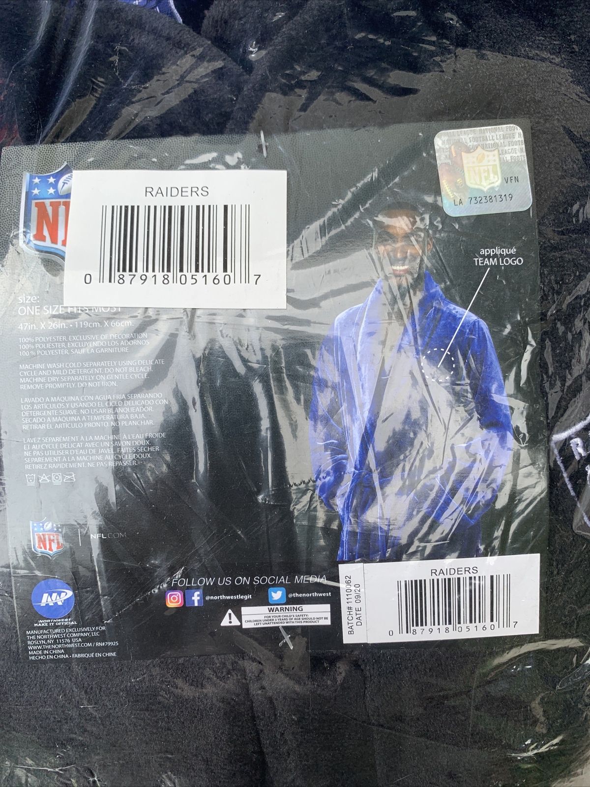 Northwest NFL Silk Bath Robe for Men, Size L/XL - Black for sale online ...