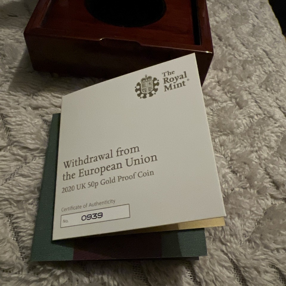 Empty Royal Mint Wooden Box Withdrawal From The European Union Gold ...
