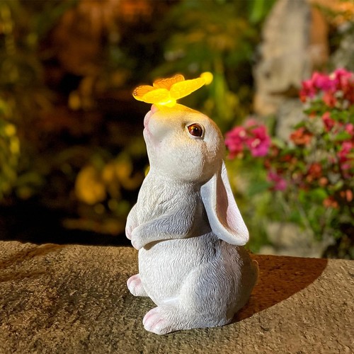 Solar Rabbit Statue Easter Bunny Decor Garden Statue for Outside ...