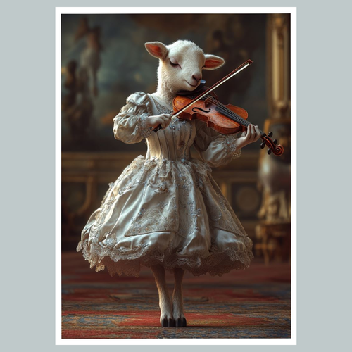 #0588 P-8X10 Sheep Playing Violin Glossy Photo Fast-Secure First Class ...