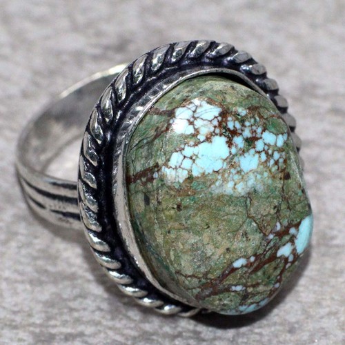 925 Silver Plated New Lander Turquoise Ring Handmade Gemstone US 7.5 GW ...