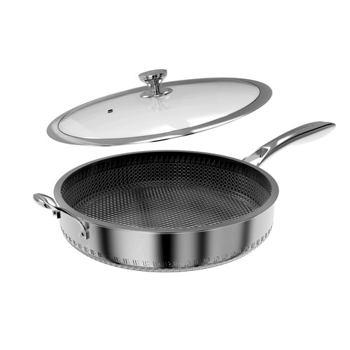 316L Stainless Steel 8QT Frying Pan Hexagon Nonstick Wok with Lid ...