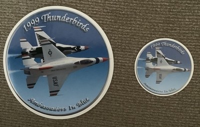 2 USAF US Air Force Thunderbirds 1999 Stickers Patch Like 2” and 4 ...