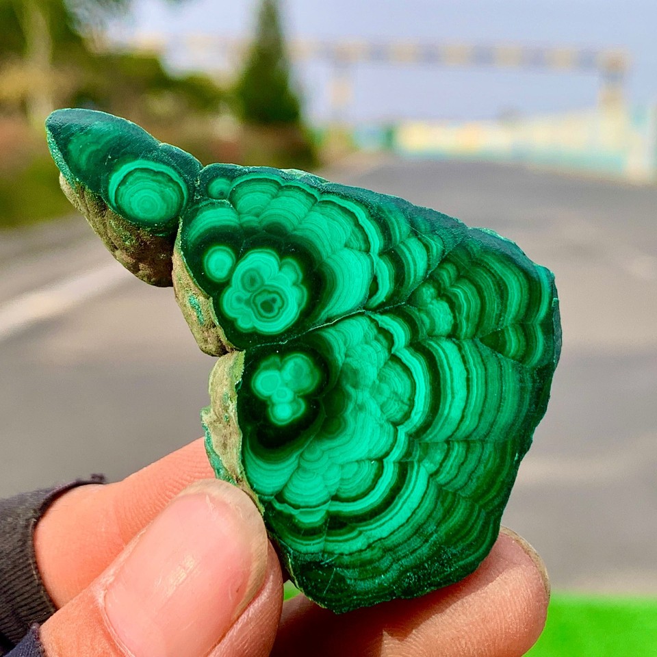 31G Natural glossy Malachite transparent cluster rough mineral sample ...