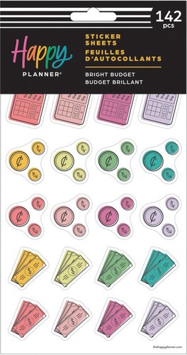 3 Pack Happy Planner Sticker Sheets 5/Sheets-Bright Budget; 142 Pieces ...